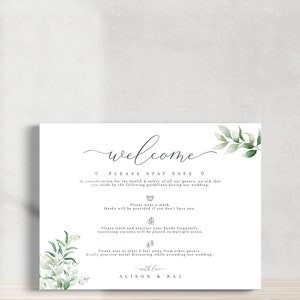 Social Distancing Sign Template Eucalyptus Boho Greenery Wedding ...