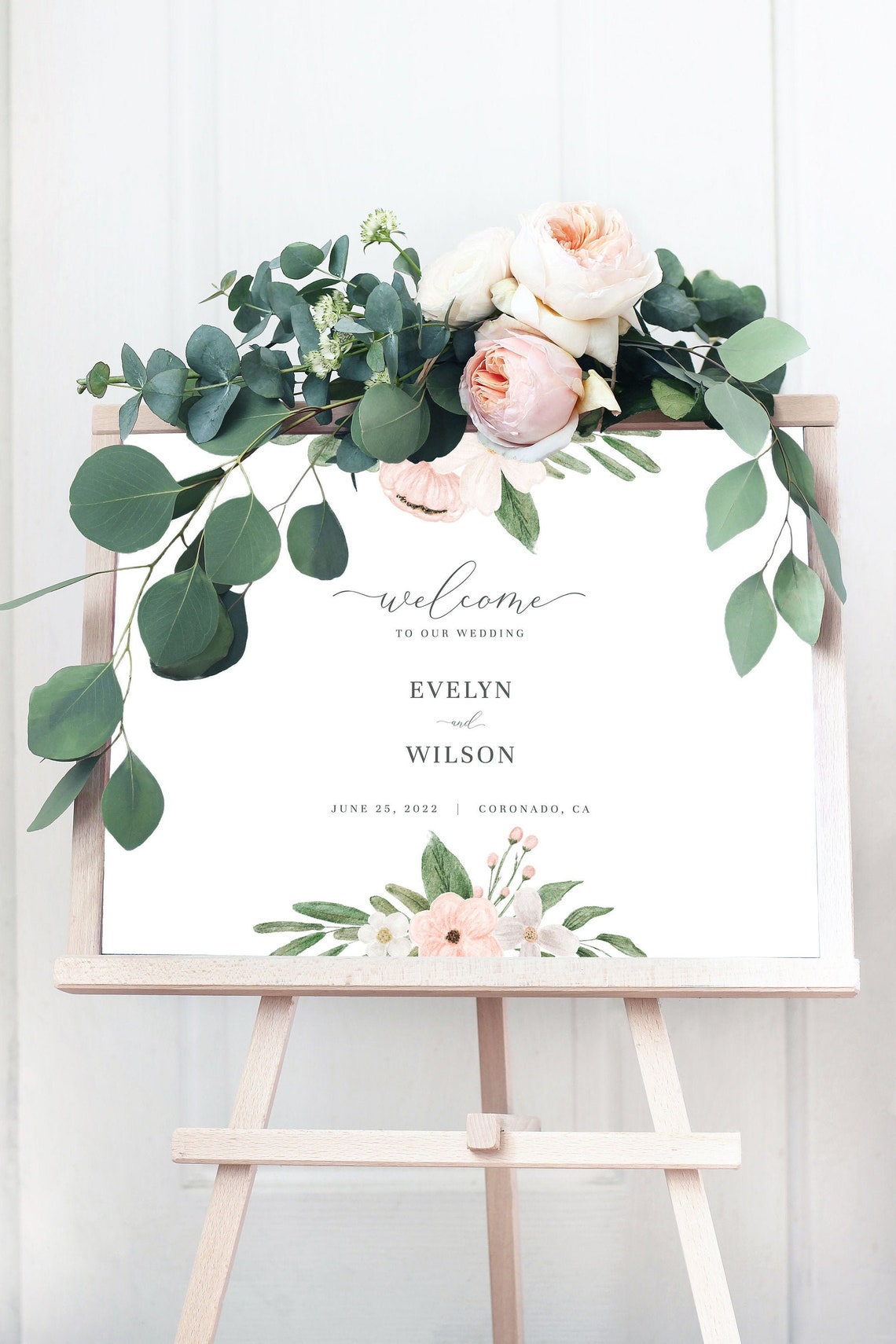 Welcome Sign Template Blushing Blooms Instant Download - Etsy