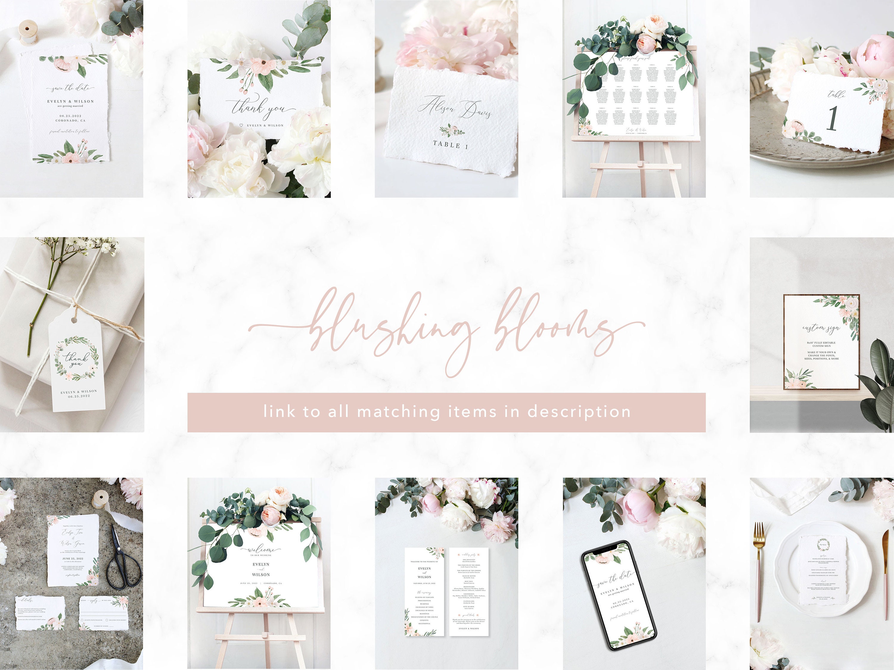 Welcome Sign Template Blushing Blooms Instant Download - Etsy