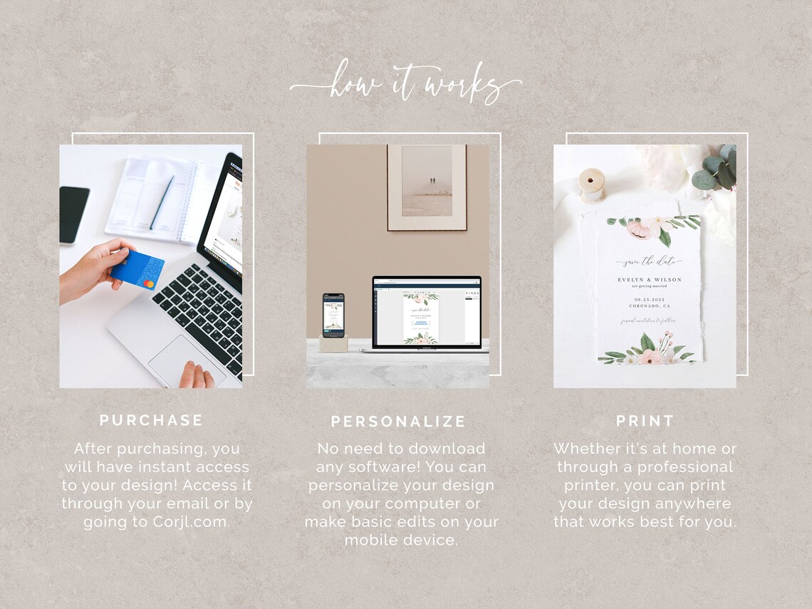 Thank You Card Template Blushing Blooms Instant Download | Etsy