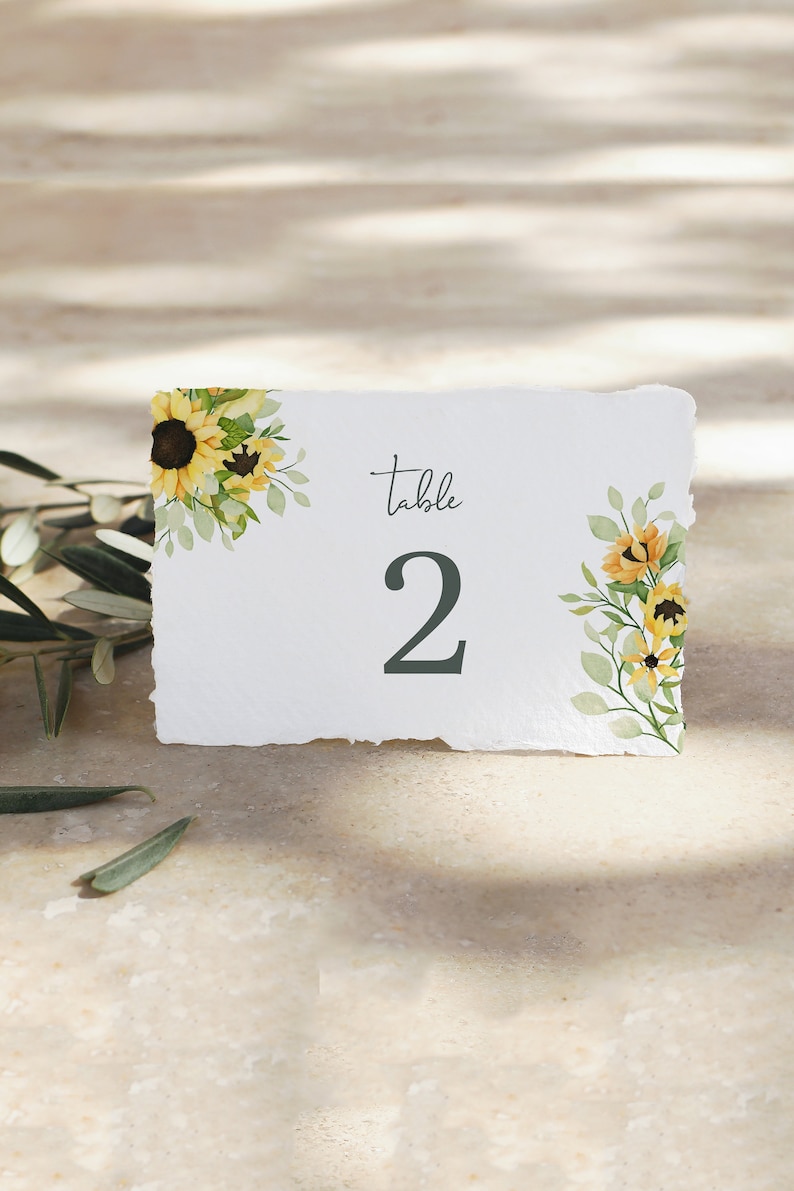 Table Numbers Template Sunflower Rustic Wedding Table - Etsy