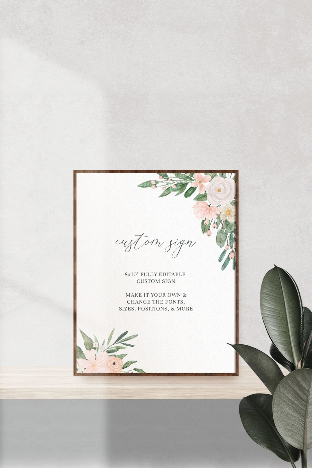 Custom Wedding Sign Template Blushing Blooms Instant Download ...
