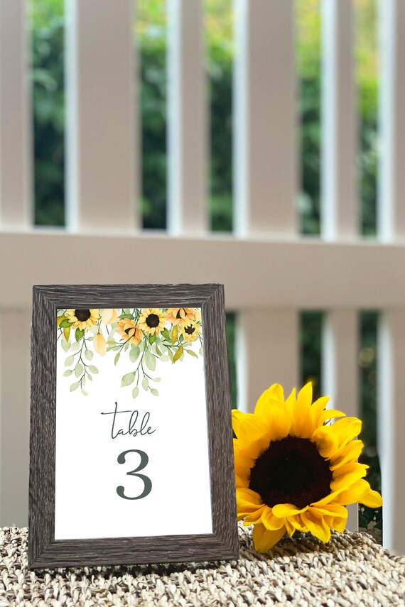 Table Numbers Template Sunflower Rustic Wedding Table | Etsy