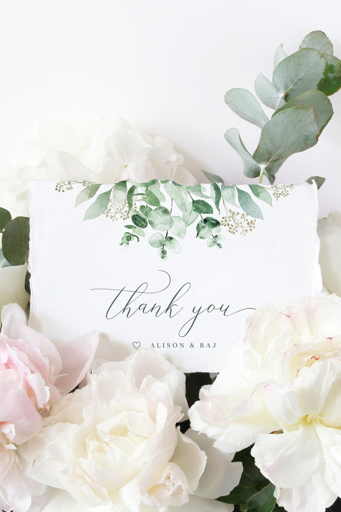 Thank You Card Template Eucalyptus Printable Greenery - Etsy