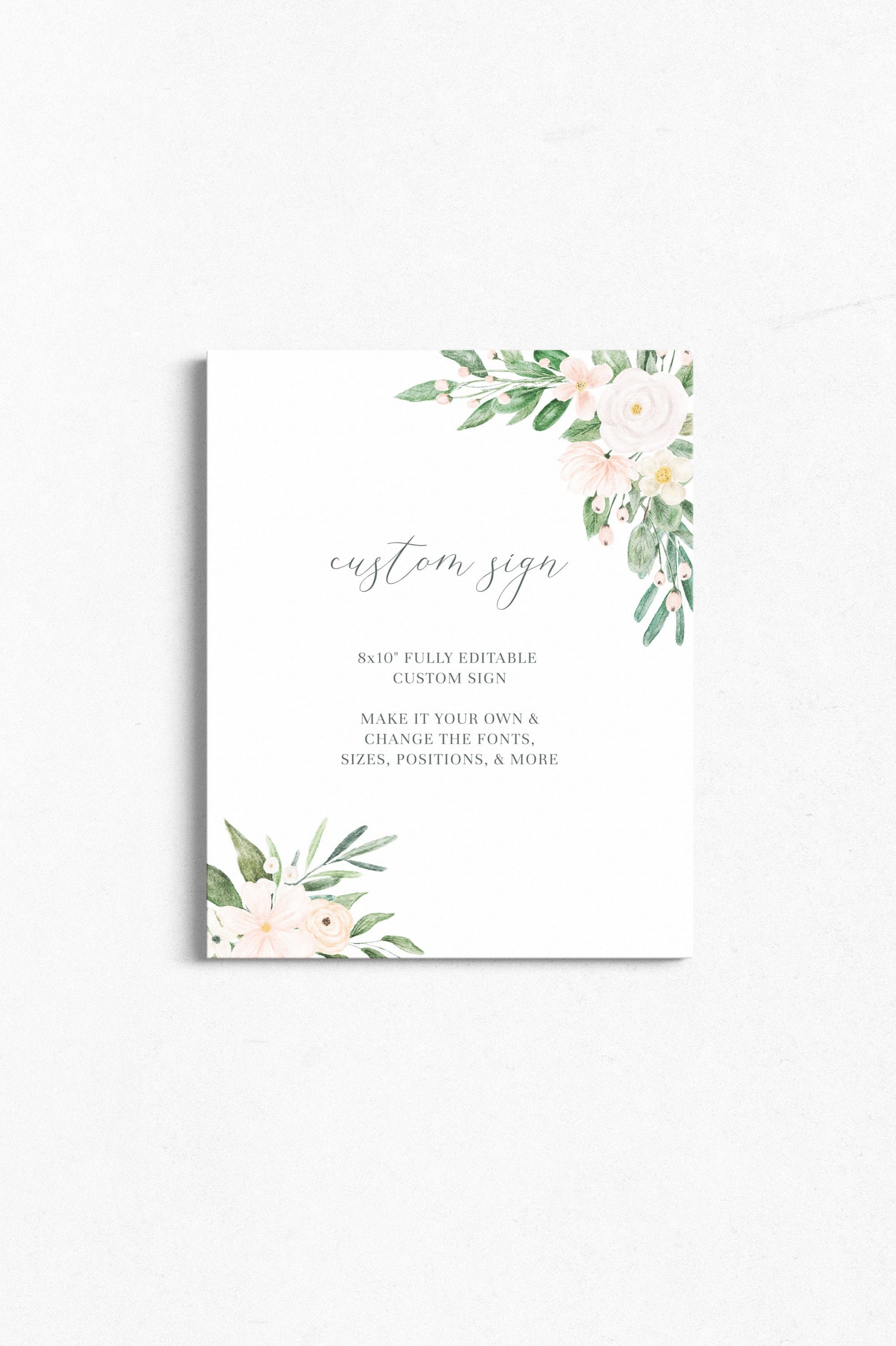Custom Wedding Sign Template Blushing Blooms Instant Download ...