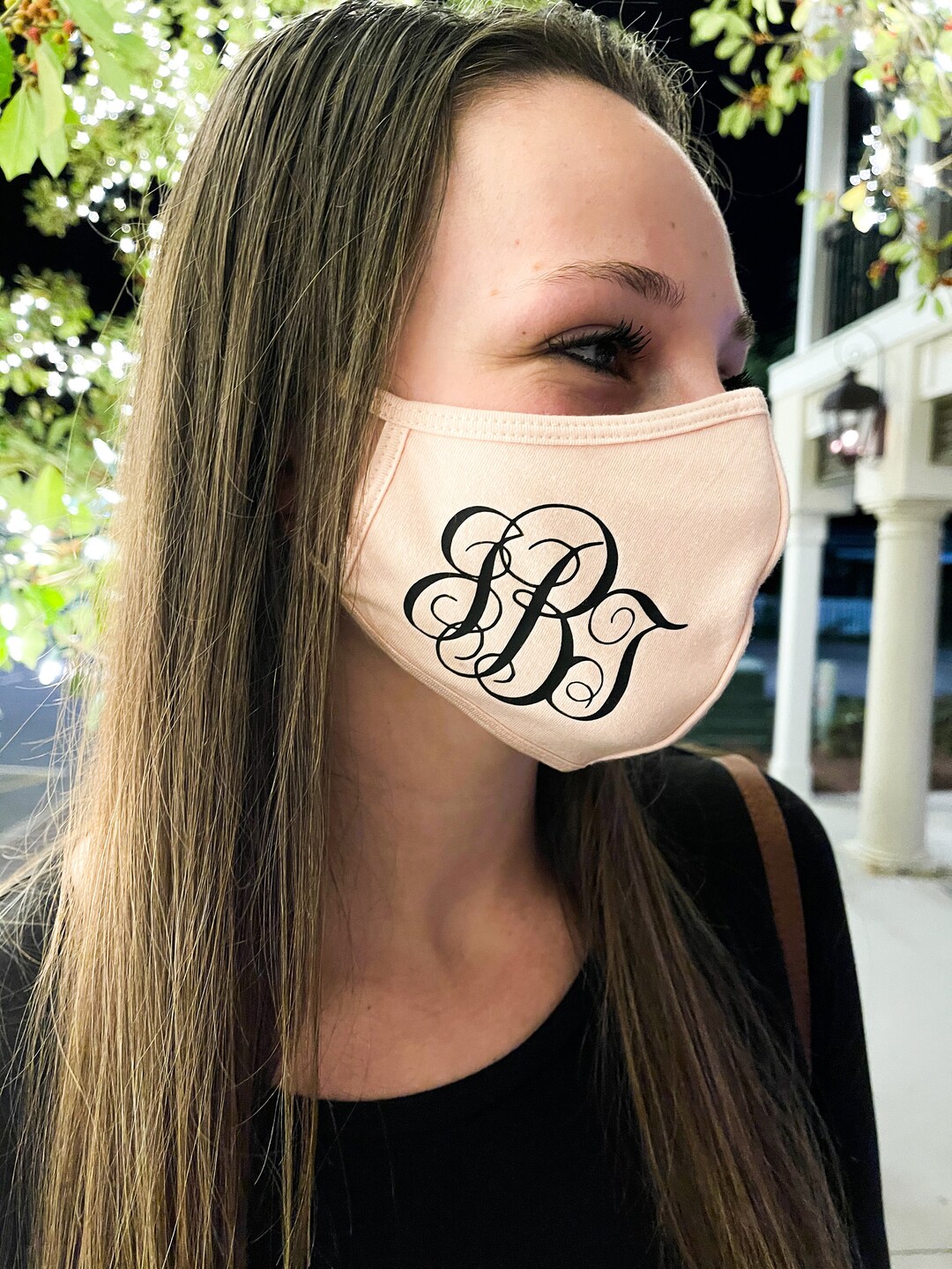 Pink Personalized Monogram Face Mask - Etsy