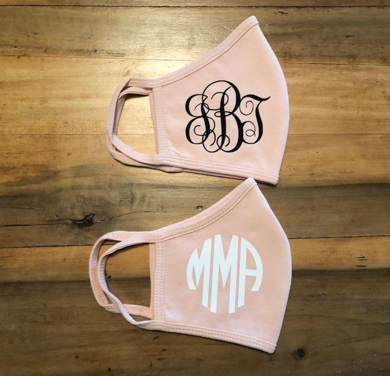 Pink Personalized Monogram Face Mask - Etsy