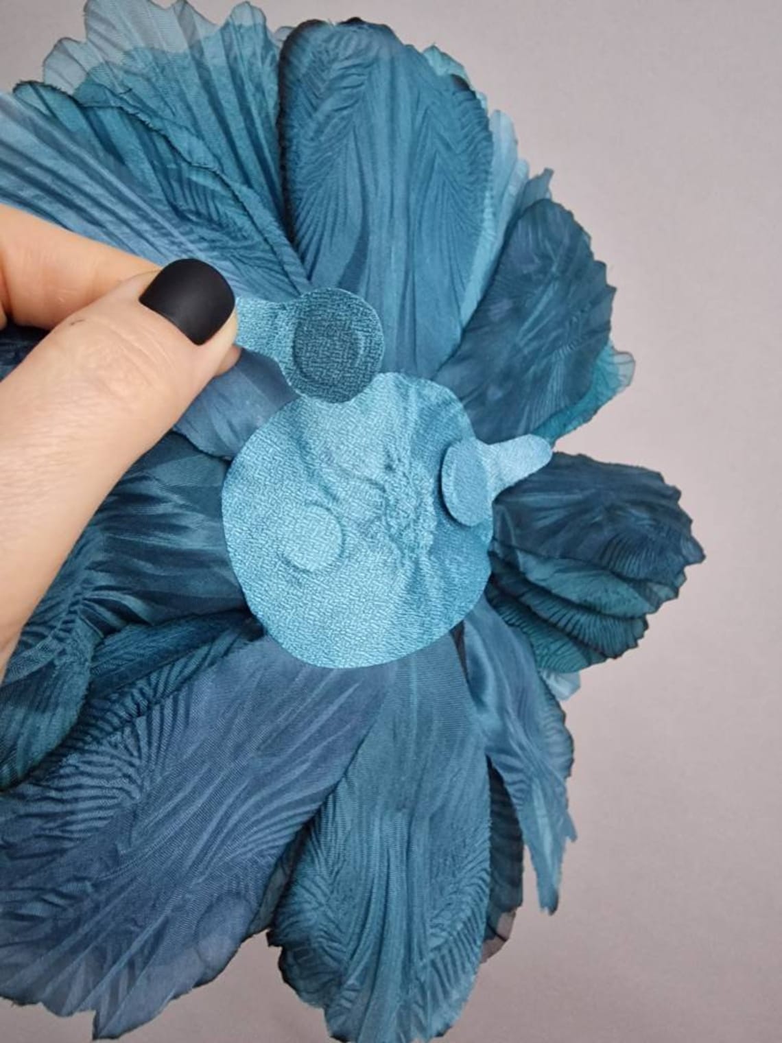Deep Blue Floral Pin, Midnight Flower Brooch Large, Oversized Fabric ...