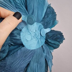 Deep Blue Floral Pin, Midnight Flower Brooch Large, Oversized Fabric ...