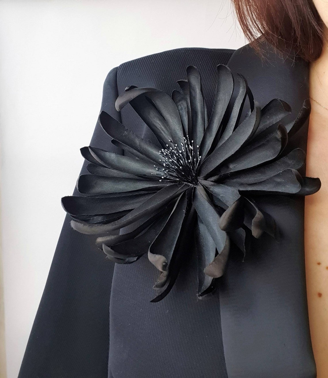 Large Black Flower Brooch Chrysanthemum Corsage Pin Huge - Etsy Canada