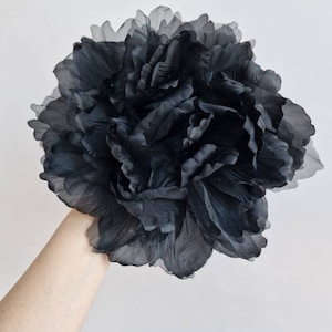 Large Black Flower Brooch, Unique Fabric Flower Jewellery, Dark Flower ...