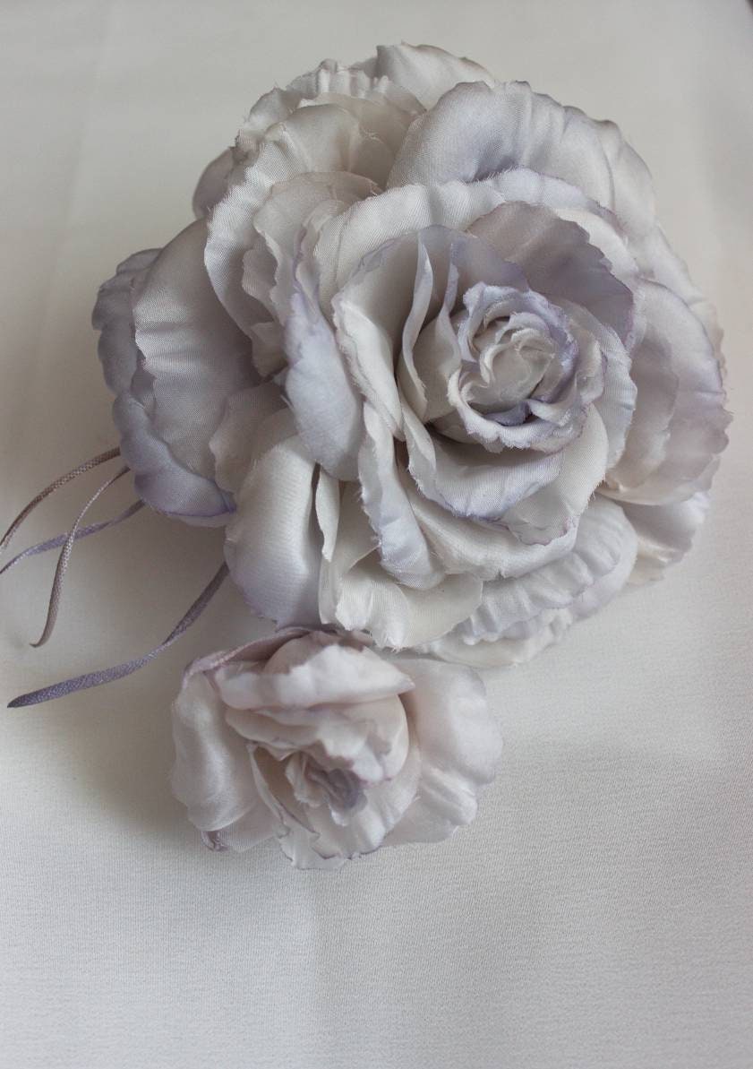 Ivory Rose Brooch, Pure Silk Flower, Bridal Floral Corsage Pin, Wedding ...