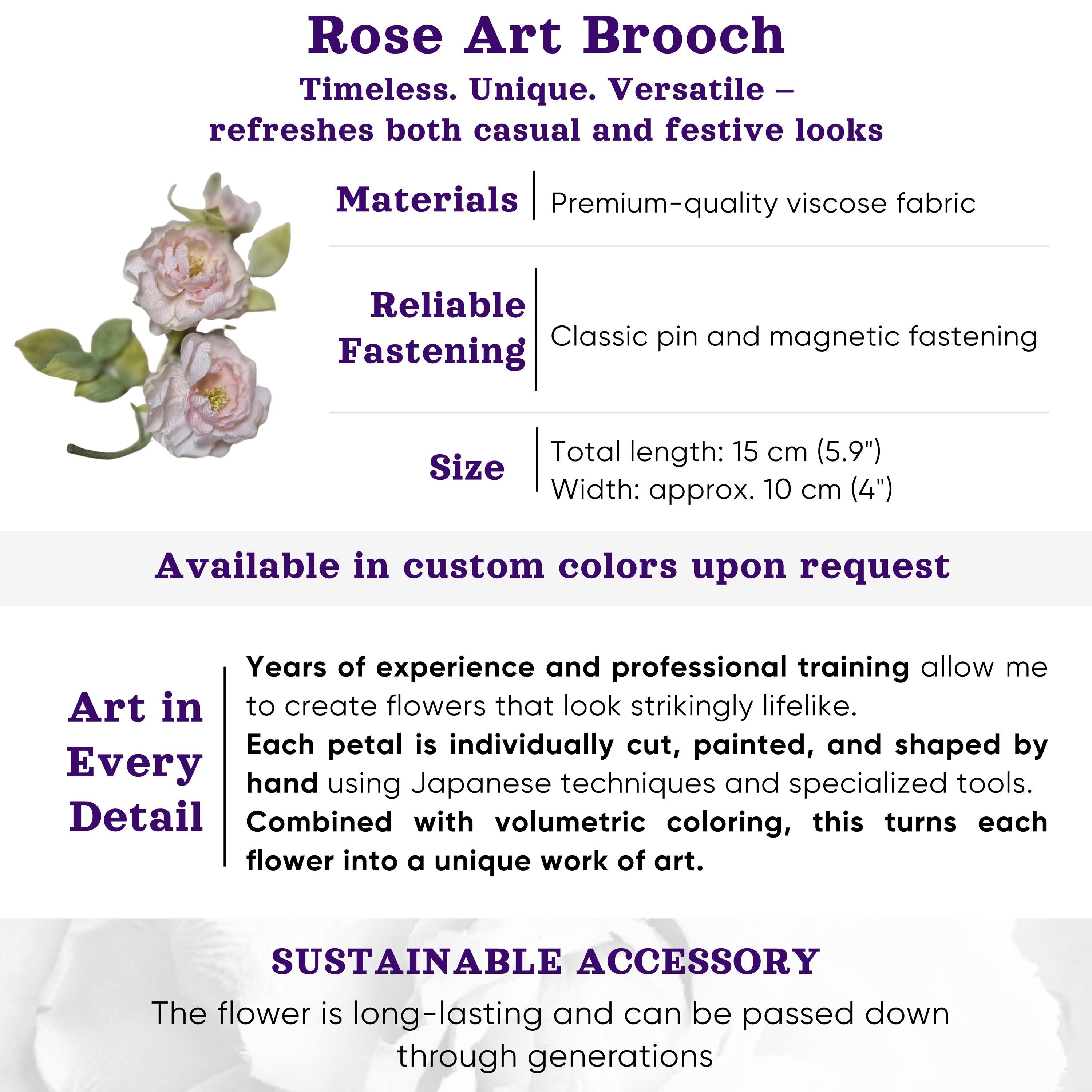 Rose Flower Brooch, Pale Pink Roses Pin, Bride Floral Accessory ...