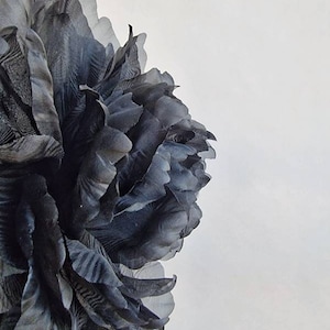 Large Black Flower Brooch, Unique Fabric Flower Jewellery, Dark Flower ...