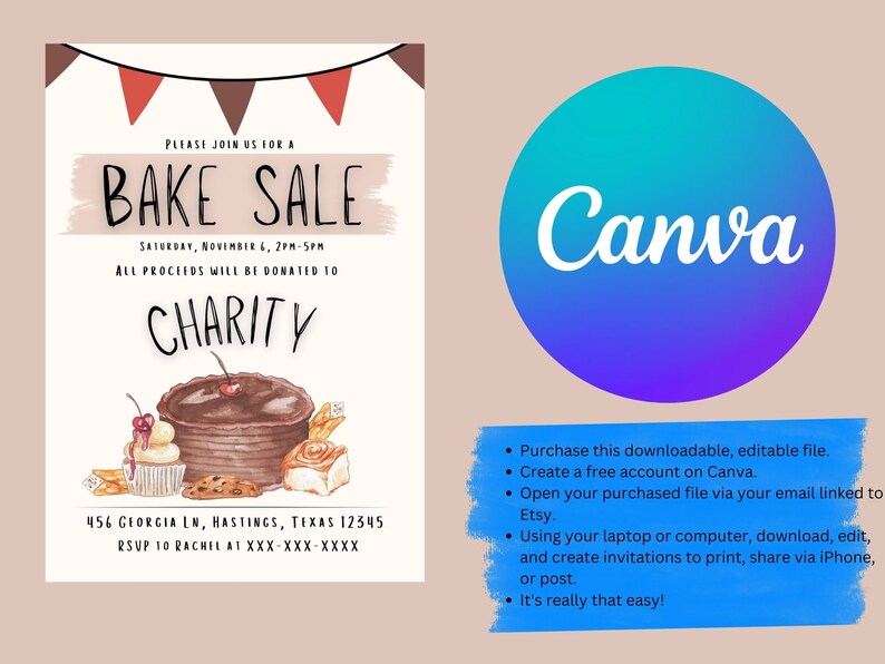 Bake Sale Flyer Bake Sale Invitation Charity Fundraising File ...