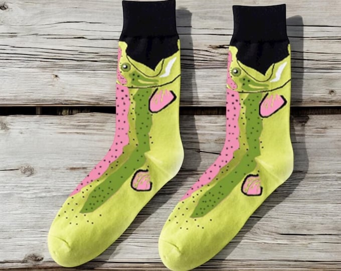 Funny Crew Cotton Fish Socks for Men and Women Silly Socks Crazy Socks ...