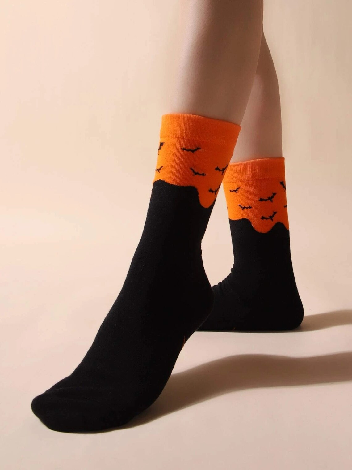 Halloween Socks With Bat Crew Cotton Socks for Women Bat - Etsy