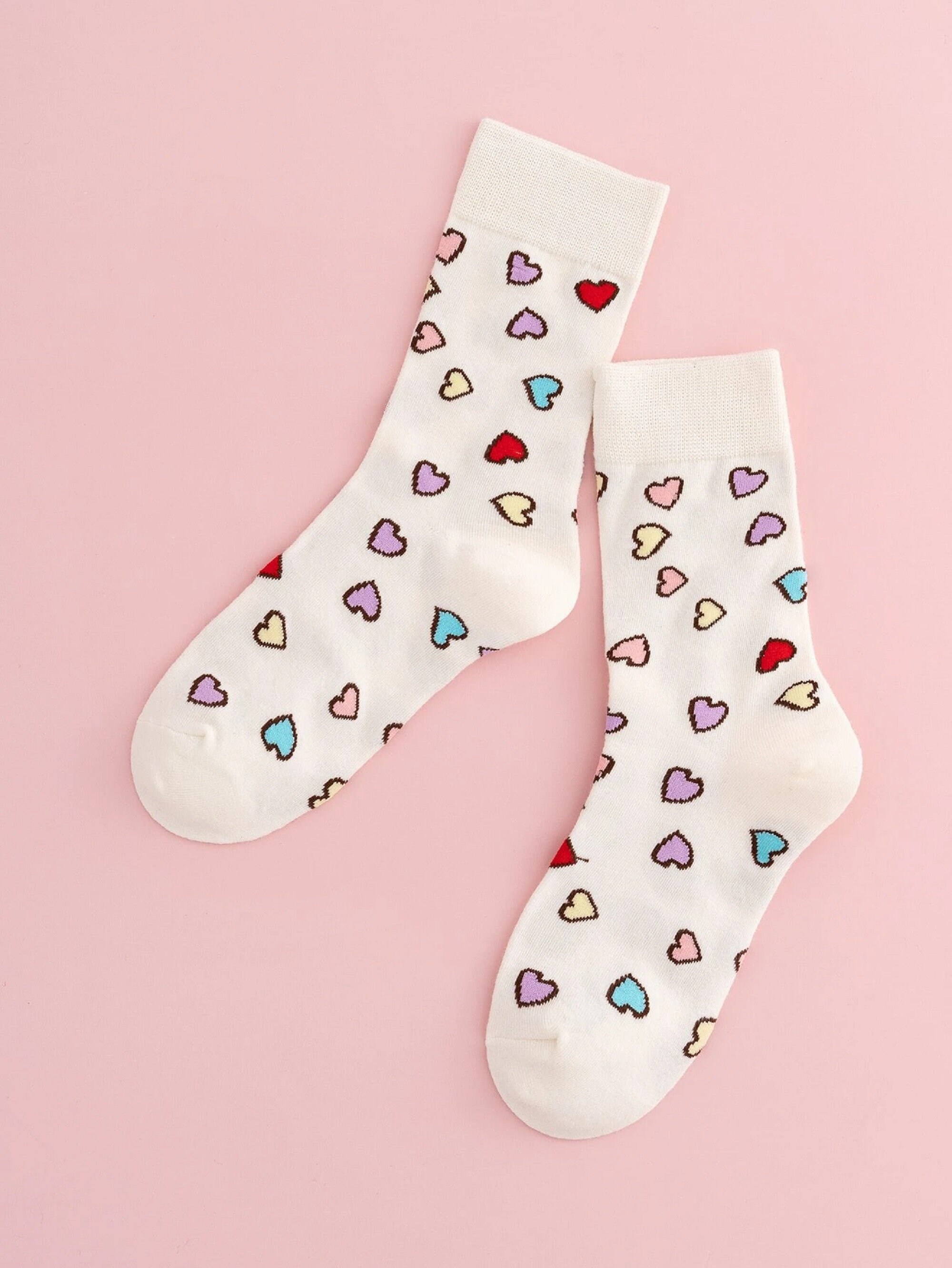 LGBTQ Pride Rainbow Heart Cotton Crew Socks Pride Cotton - Etsy UK