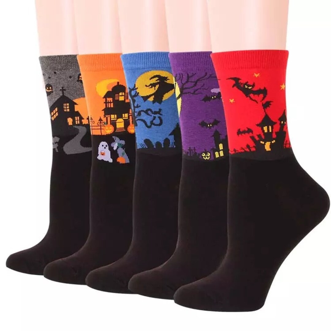 Halloween Socks Ghosts, Trick or Treat, Witches, Cemetery, Graveyard ...