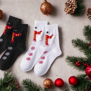 Magnetic Christmas Hand Holding Socks With Scarf Detail & Embroidered ...