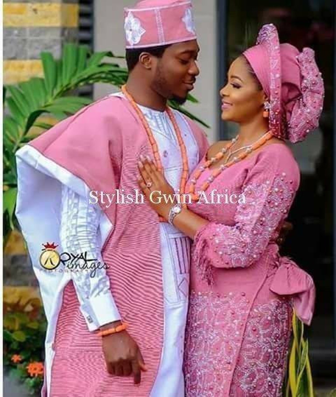 Matching Wedding Outfits Traditional Aso Oke Ofi Wears White and Gold ...