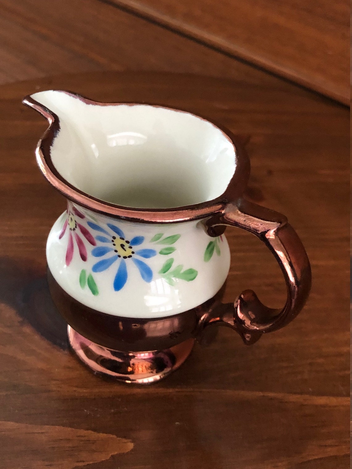 Vintage Lusterware Copper Creamer W Flowers - Etsy UK