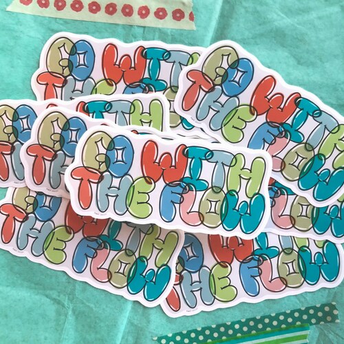 Go With the Flow Sticker Ocean Wave Laptop Stickers VSCO - Etsy