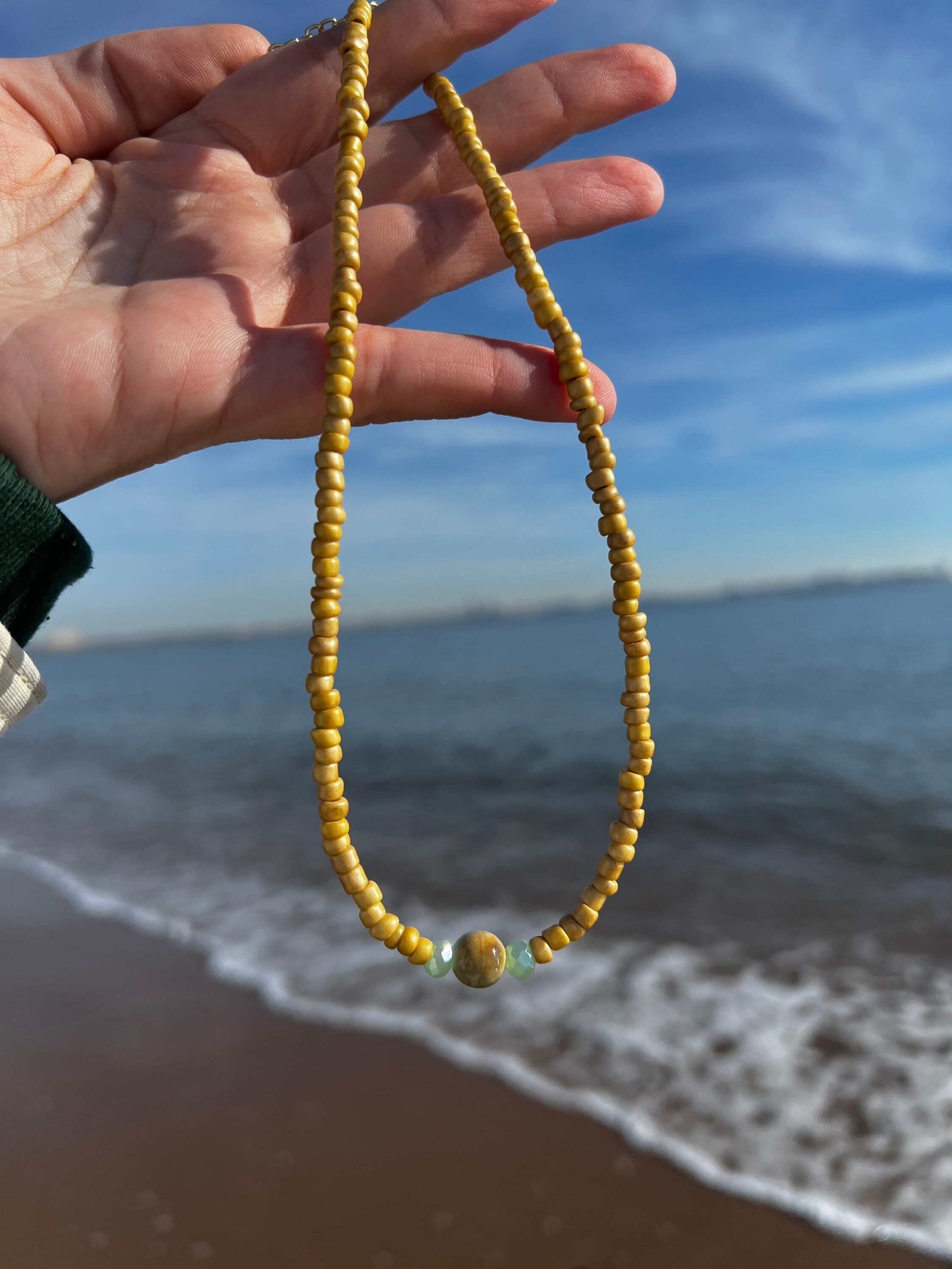 Marble Seed Bead Necklace - Etsy