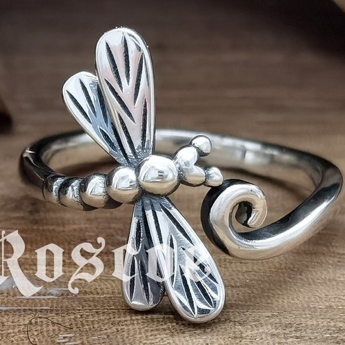 925 Silver Dragonfly Ring Statement Ring Dragonfly - Etsy