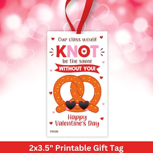 Pretzel Valentine Tag - Printable - Class Valentines - Cute Valentine ...