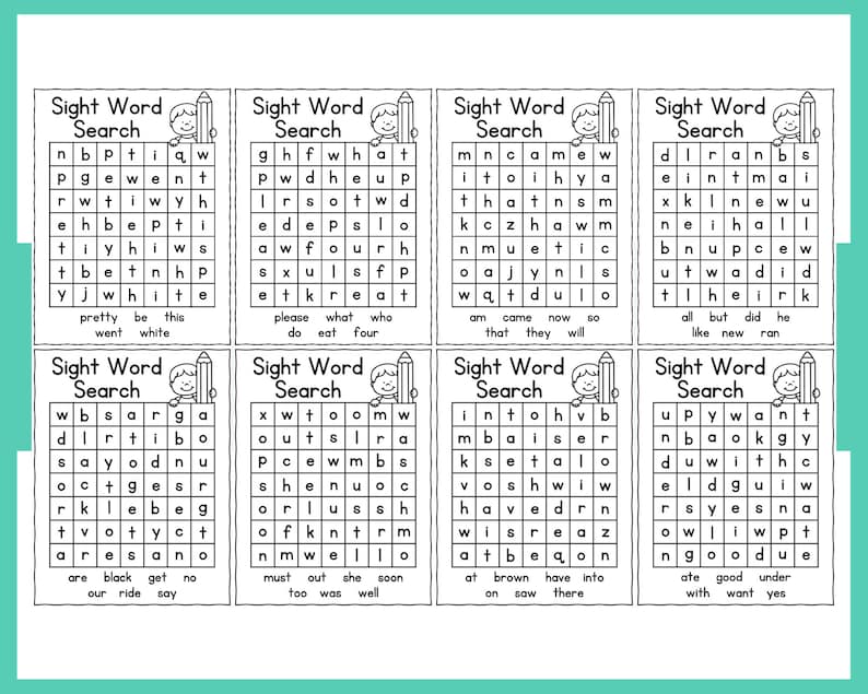 Word Search Sight Words Worksheet Printable Instant - Etsy