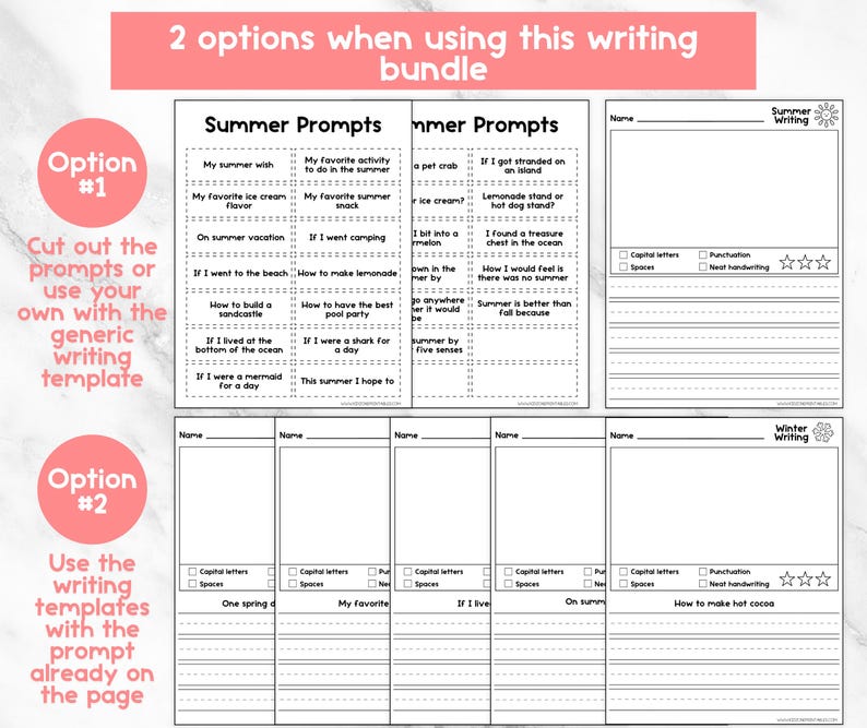 Writing Prompt Bundle - Printable - Writing Journal - Seasonal Writing ...