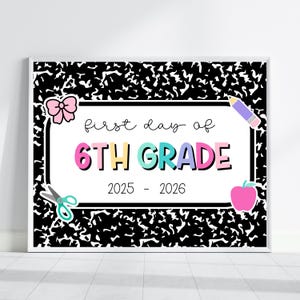 First Day of School Sign - Printable - All Grades - Preppy - Instant ...
