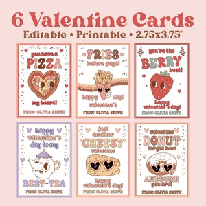 Editable Valentine Cards - Printable - Groovy - Retro - Digital ...