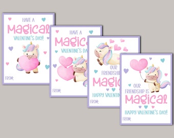 Printable Unicorn Valentine's Day Cards, Valentine's Day Gift Tags ...