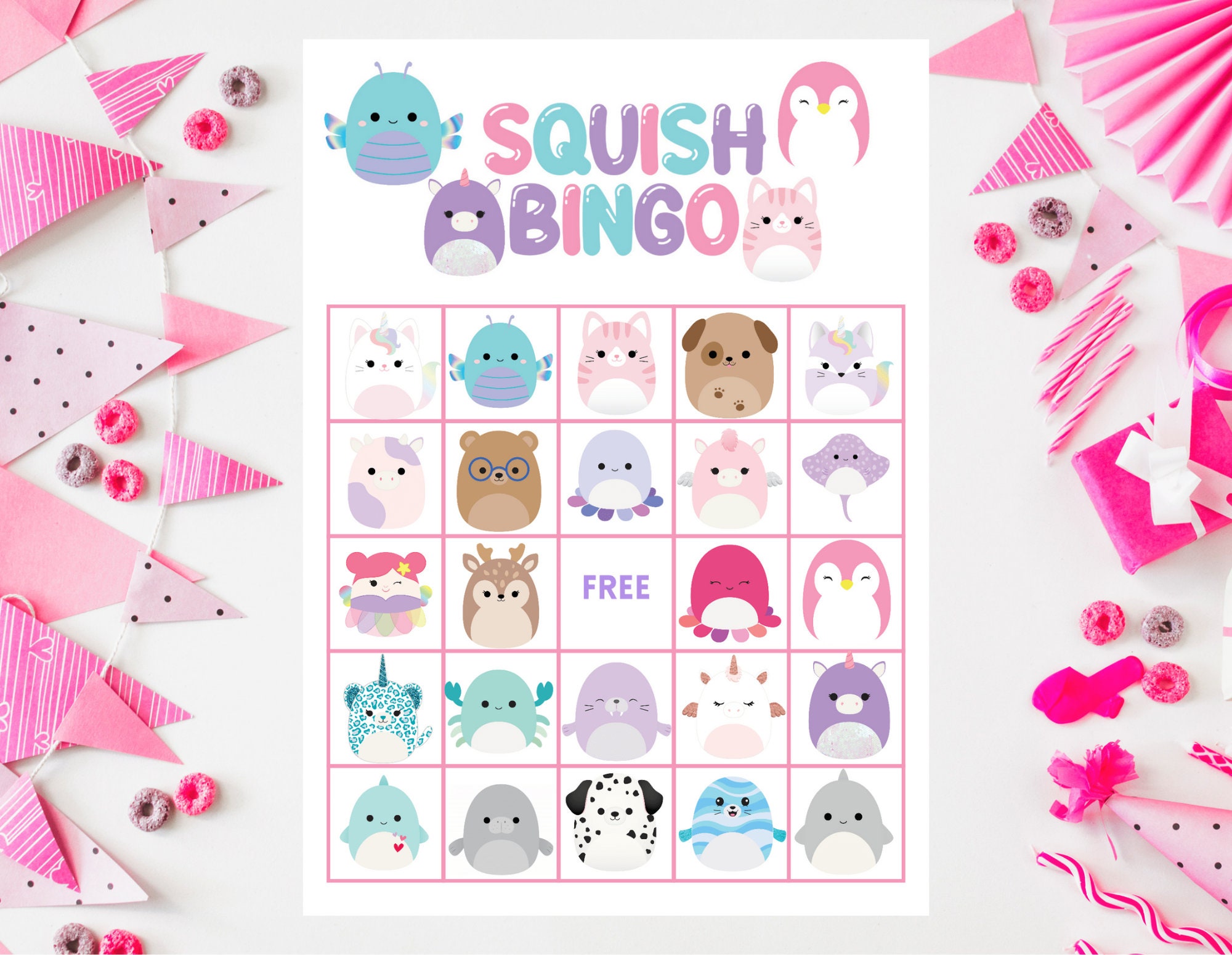 Kids Bingo - Printable - Instant Download - Squish Bingo - Birthday ...
