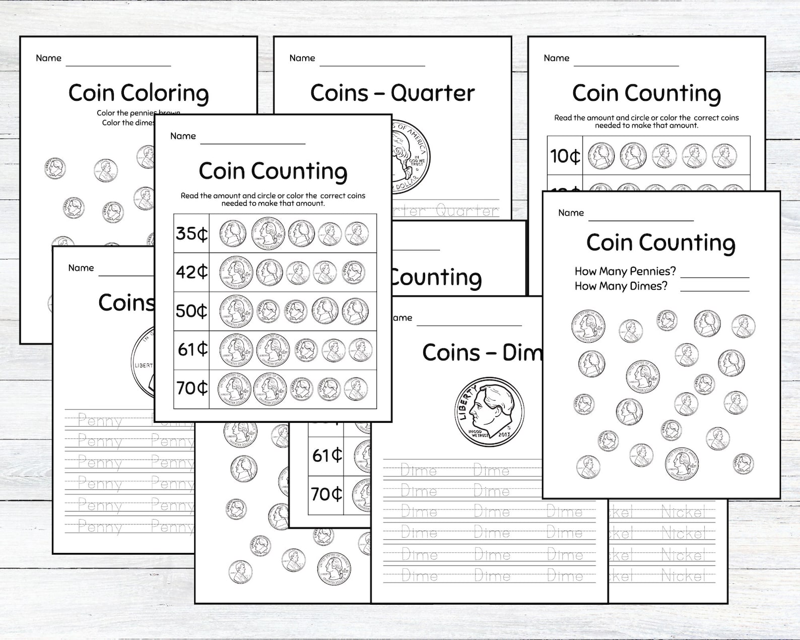 Coin Worksheets - Printable - Instant Download - Money Worksheets - Etsy