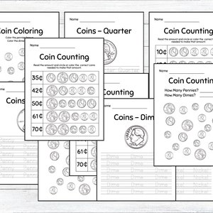 Printable Coin Worksheets, Learn Coins, Count Money, Back to School ...