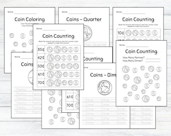 Instant Download Printable Coin Worksheets, Learn Coins, Count Money ...