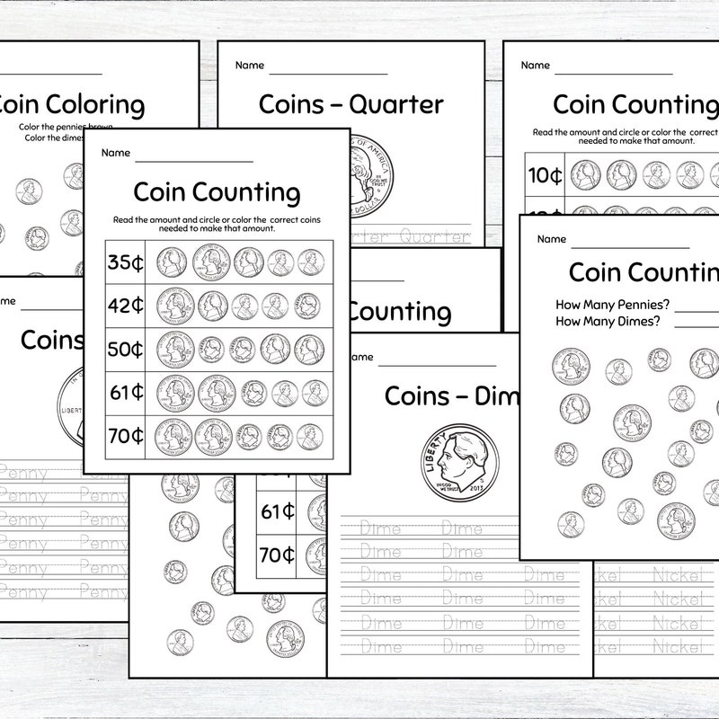 Coins Worksheet Kids - Etsy