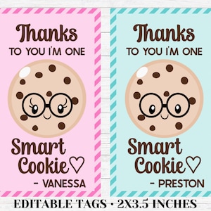 Cookie Gift Tag - Editable - Printable - Teacher Appreciation - Smart ...