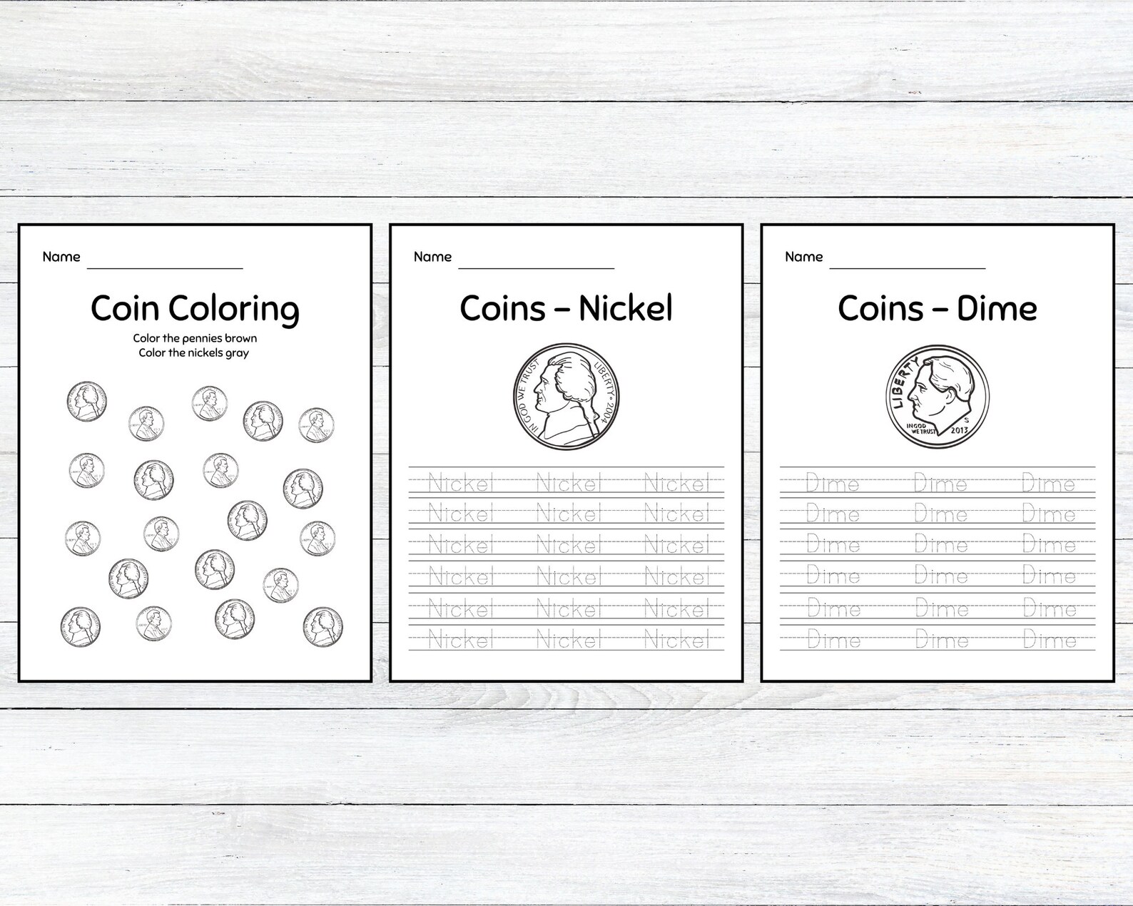Coin Worksheets Printable Instant Download Money Worksheets - Etsy