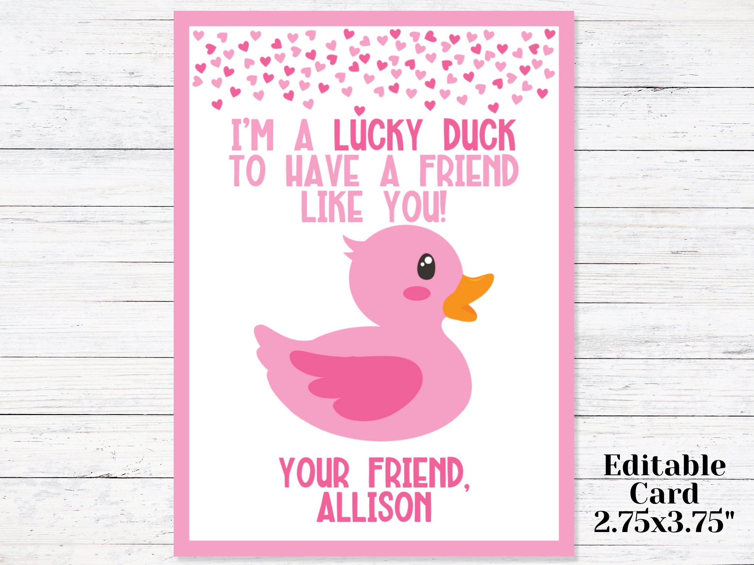 Lucky Duck Valentine Editable Printable School - Etsy