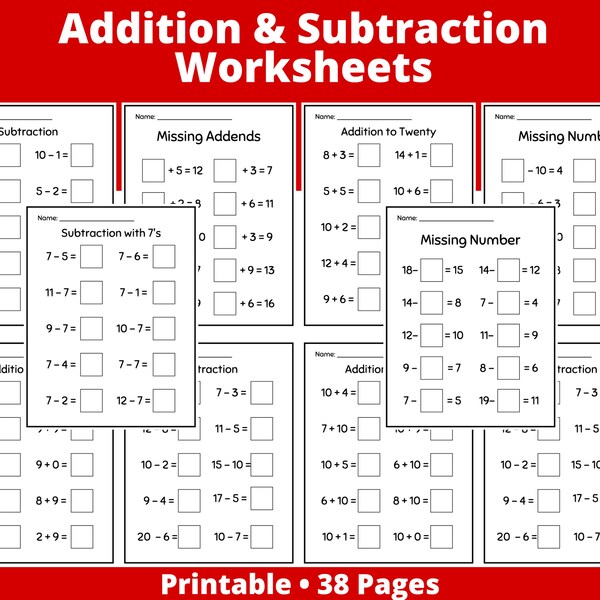 Math Worksheets - Etsy