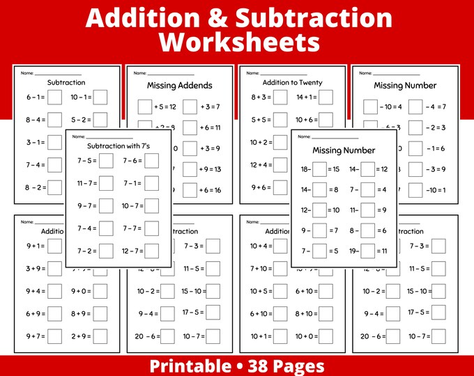Kindergarten Math Worksheets. Cut and Paste Subtraction. - Etsy Hong Kong