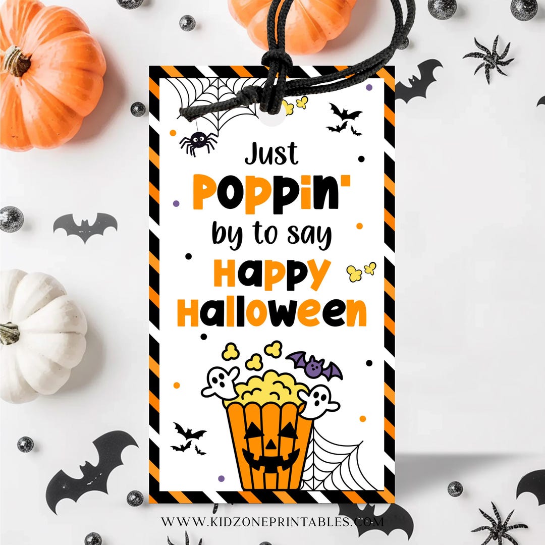 Halloween Popcorn Tag - Printable - Class Halloween Favor Tags ...