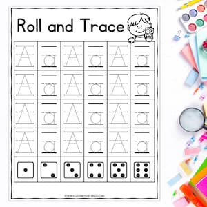 Roll and Trace - Worksheet - Alphabet - Printable - Dice Game ...