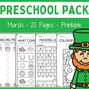 Preschool Pack Printable March Math Letters Instant Download Tracing ...