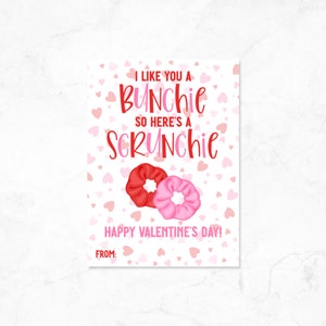 Scrunchie Valentine - Printable - Hair Tie - Valentine's Day Cards ...