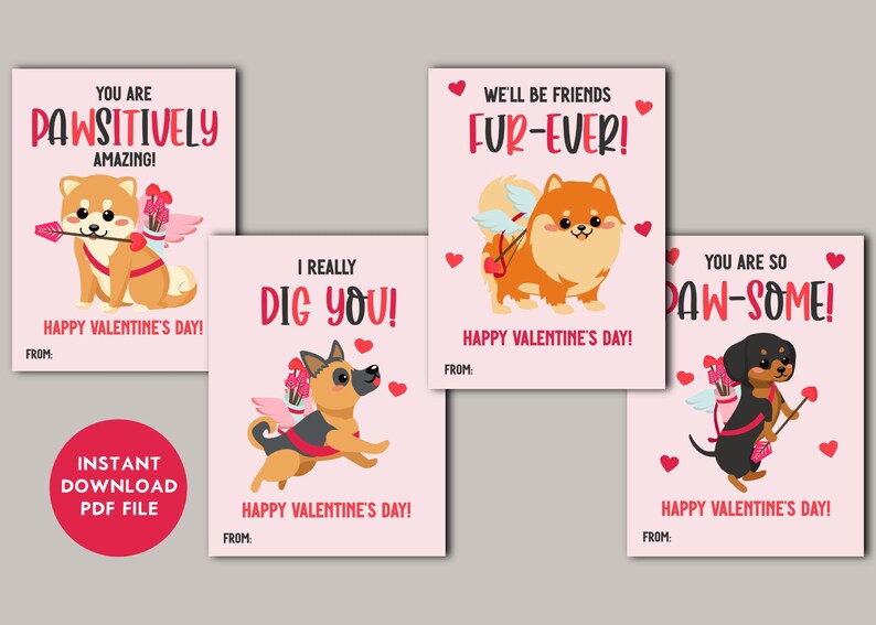 Valentine Cards Printable Kids Valentines Day Cards - Etsy